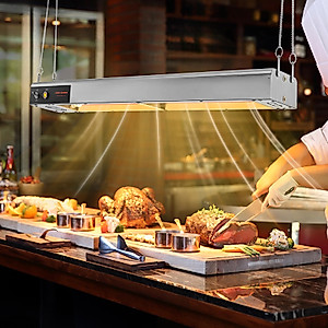36 Inch Food Heat Lamp Strip Commercial Food Heating Warmer Lights Hanging Overhead Stainless Steel with Cord for Food Restaurant Buffet Catering Kitchen 750W/110V