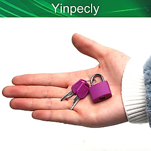Yinpecly 1Pcs ABS Keyed Padlock, Waterproof Suitcase Padlock with Keys, Anti Rust Outdoor Lock for Cabinets Drawers 0.89'' Wide Zinc Alloy Body Shackle Purple Keyed Different