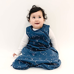 Woolino Merino Wool and Organic Cotton Baby Sleep Bag - 4 Season Classic Sleep Sack for Baby - Two-Way Zipper Sleeping Bag for Baby and Toddler - 18-36 Months - Night Sky