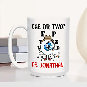 Personalized Eye Chart Alphabet Coffee Mug Gift With Eye Doctor Name, Customized Ophthalmologist Eye Doctor Ophthalmology Mug 11 Oz 15 Oz, Ophthalmologist White Coffee Cup Gift For Men Women Birthday
