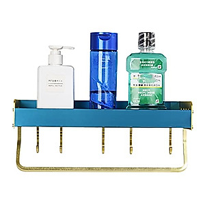 FVRTFT Shower Rack with Hook Shower Caddy Self Adhesive Shower Shelves Wall Mounted No Drilling Space Aluminum For Bathroom Kitchen,blue B,40cm