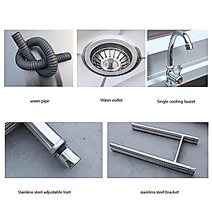 Canteen kitchen household commercial stainless steel sink (Size : 140X70X80cm)