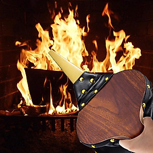 goldblue 15.5" x 6.5" Fireplace Wood Bellows Fireplace Bellows Outdoors Barbeque Grill Chimney Hand Bellow, Wood Bellows