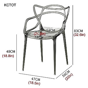 One-Piece Acrylic Stool Arc Backrest Stackable Clear Sitting Stool Ergonomics Transparent Stool Crystal Chair Non-Slip Mat (Color : A)