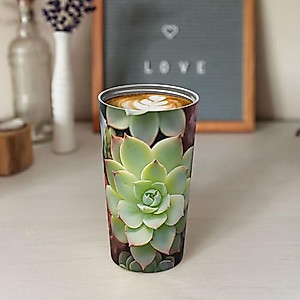 GTKSYNVE Reusable Coffee Mug with Lid and Handle, Cactus Succulents Tumbler for Hot & Cold Drinks 16oz Stainless Steel Insulated Coffee Tumblers Double Wall Vacuum Thermal Cup
