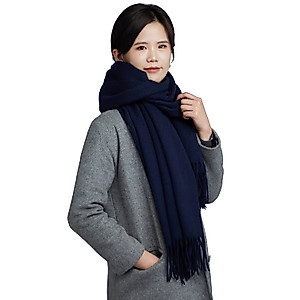 LaniLani 100% Merino Wool Scarf for Women and Men, 78” x 16”, the Perfect Warm and Soft Accessory for Winter (Navy Blue, 1)