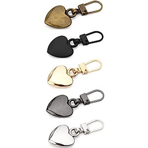 5Pcs Multicolor Journey Studio Heart Shaped Zipper Pull Replacement Metal Zipper Backpack Zippers Mend Fixer Repair for Coats Jackets Pants Luggage,Fasteners, Sewing Notions and Supplies