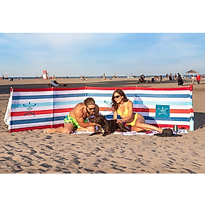 BEACH FENCE Premium 20 ft Beach Windscreen, Privacy Screen, Wind Blocker - Royal Red, Free Rubber Mallet and Carry Bag Included