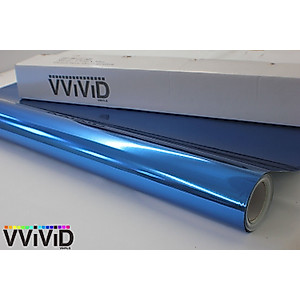 VViViD Blue Mirror Chrome Cast Vinyl Wrap Self-Adhesive Film Decal Air-Release Bubble and Air-Free 3MIL-VViViD8 (1ft x 5ft)