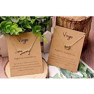 2Pcs Gold Pisces Zodiac Necklace Set 12 Constellation Moon Pendant Necklace Zodiac Jewelry Gifts