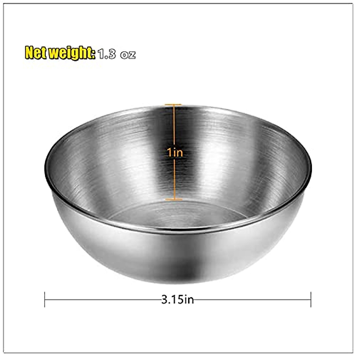 Lomoker 3.15 inches Stainless Steel Mini Serving Bowls Sauce Dishes Round Sushi Dipping Bowl Seasoning Dish Appetizer Plates Metal Ramekins, Oven & Dishwasher Safe, Set of 6, Silver
