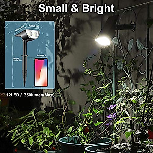 Solar Spot Lights Outdoor, Consciot 12 LEDs IP67 Waterproof Dusk-to-Dawn Solar Landscape Spotlights, Auto On/Off, 2-in-1 Adjustable Solar Powered Wall Lights for Garden Yard, 6 Pack (3000K Warm White)