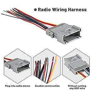 NuIth Radio Stereo Wiring Harness Antenna Adapter Connector Plug Kit for 2003-2006 Chevy Silverado/Suburban GMC Sierra/Yukon, Buick Century/Rainier/Rendezvous Aftermarket Radio Wire Cable