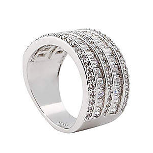 shiYsRL Exquisite Jewelry Ring Love Rings Fashion Women Round Rectangular Multilayer Cubic Zirconia Engagement Ring Jewelry Wedding Band Best Gifts for Love with Valentine's Day - US 9