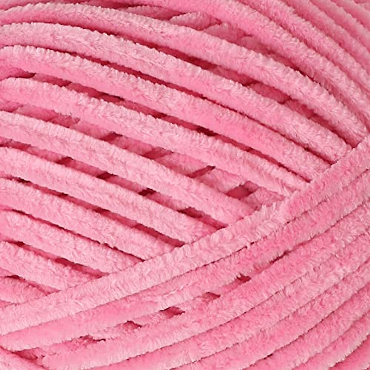 2 Skein La Mia Mellow Velvet Chenille Yarn for Knitting and Crocheting Baby Clothes, Blankets and Accessories, 100% Polyester, 100 gr (3.5 oz) / 115 m (125 Yards), Super Bulky, Pink - 914