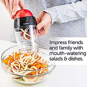 Fullstar Vegetable Spiralizer Vegetable Slicer - 4 in 1 Zucchini Spaghetti Maker Zoodle Maker Veggie Spiralizer Adjustable Handheld Spiralizer Zucchini Noodle Maker Zucchini Spiralizer with Container