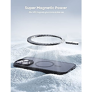 Lamicall Magnetic Case for iPhone 14 Pro - Magnet Case, Compatible for Magsafe, [Anti-Slip Edge] [MIL-Grade Airbag Shockproof], Translucent Hard Slim Protective Apple iPhone 14 Pro Cover Black