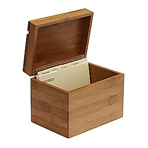 Oceanstar Bamboo Recipe Box with Divider, Natural, 6.80" W x 4.90" D x 5.10" H