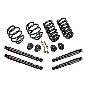 1963-1972 C10 3 Inch Front and 5 Inch Rear Drop Lowering Kit with Shocks - Improve Stance and Ride Quality, Fits 6 Cylinder and V8 Trucks, Black Powder Coated Springs