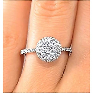 JewelsForum 14K White Gold 0.80 Carat Natural Diamond Galileo Halo Engagement Anniversary Wedding Ring for Women (Color-HI,Clarity-I1/I2) (6.5)