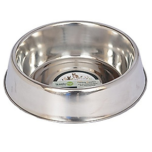 Iconic Pet 16 oz/ 2 Cup Anti Ant Stainless Steel Non Skid Pet Food/Water Bowl - Noise Free Ant Resistant Dog/Cat Feeding Bowl with Unique Design & Rubber Base Makes It an Elegant Ant Proof Dish