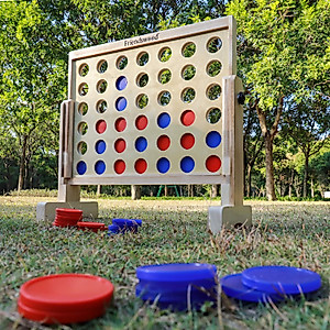 A11N 4-in-a-Row Game with Carrying Bag | 20x20 inch Board | Premium Wooden 4 Connect Game for Family Fun
