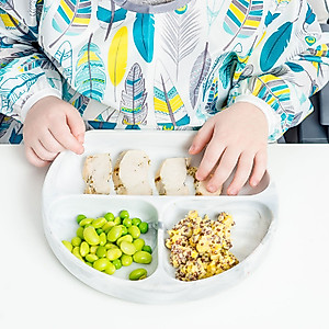 Bumkins Sleeved Bib for Girl or Boy, Baby and Toddler for 6-24 Months, Essential Must Have for Eating, Feeding, Baby Led Weaning Supplies, Long Sleeve Mess Saving Food Catcher, Hearts Black and White