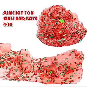 Red Jelly Cube Crunchy Slime, Soft Non-Stick Clear Crystal Slime, Stress Relief Toy for Girls and Boys, for Kids Party Favors Gifts Ideas, Birthday Gifts