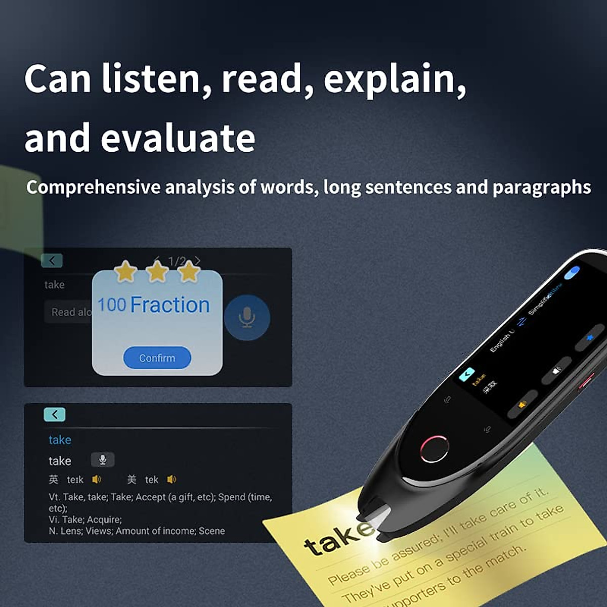 Scan Reader Pen Language Translator Smart Pen OCR Dictionary Scanner Real-time Translation Learning & Education Assistant with LCD Touchscreen Camera Support 112 Languages for Travel & Business