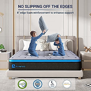 Avenco King Hybrid Mattress, 10 Inch King Size Mattress in a Box, Medium Firm Pocket Spring and Gel Memory Foam Mattress for Queen Bed, Max Loading 550LBS, CertiPUR-US, 100 Nights Trial