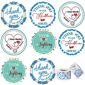 1000 Pcs Healthcare Workers Thanks Stickers 1.5 Inch Nurse Week Stickers Healthcare Gifts Nursing Stickers CNA Week Gifts Nursing School Graduation Labels for Nurses Doctor Card Envelope Package Seals