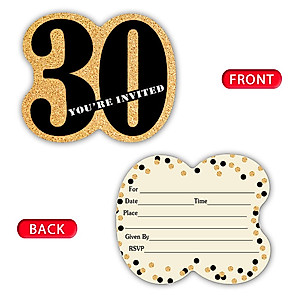 Haizct 15 Pack 30th Birthday Party Invitations With Envelopes,30th Party Invitations,30th Celebration,Birthday Party Invitations Cards For Adults