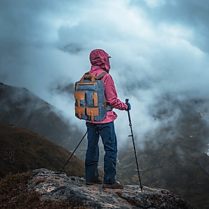 Handadsume Water Resistant Canvas + Leather Large Travel Backpack Rucksack Knapsack Laptop School Bag For Men FB1170 (The Blue)