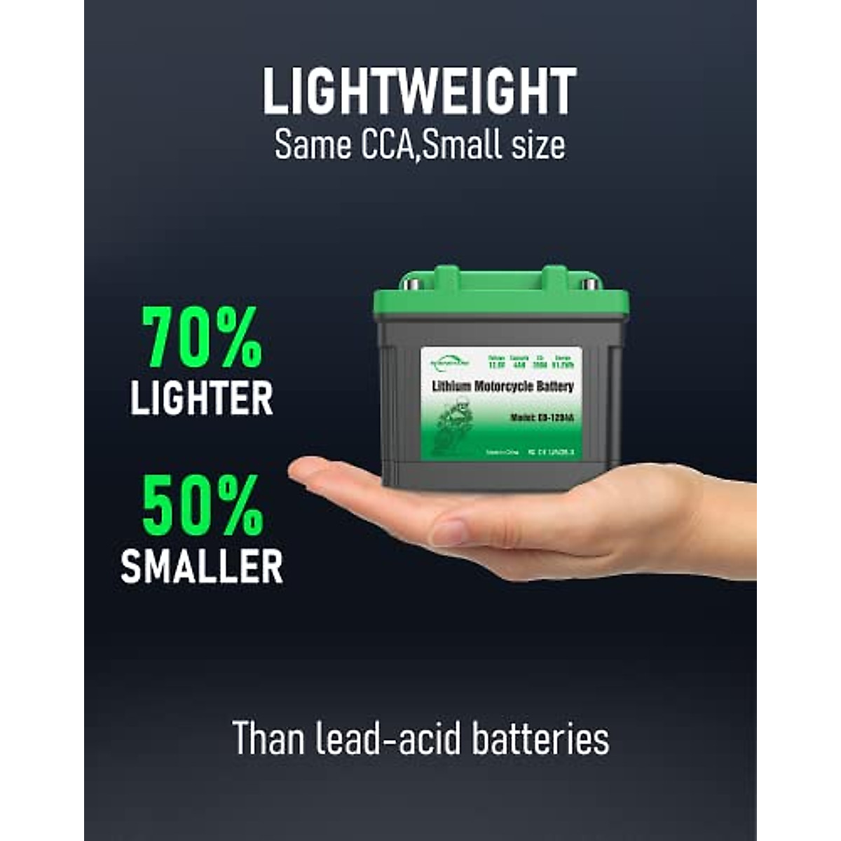 ENERSHARE Lithium Motorcycle Battery, 12V 400A Replaces YTX9-BS Lightweight Powersport Battery,for Motorcycle, ATV, Scooter, Dirt Bike, Snowmobile, Personal Watercraft, Lawn Mower