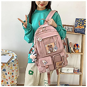 Dearsee Kawaii Backpack with Cute Pin Accessories Plush Pendant Kawaii Backpack Cute Aesthetic Backpack