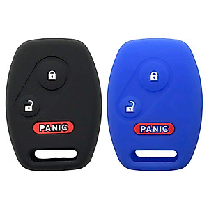 Silicone Protective Skin Glove Key Fob Cover Case fit for Honda Civic Pilot Accord Crosstour LX EX CR-V CR-Z Insight Odyssey Ridgeline Keyless Entry Key Fob Accessories (Black Blue)