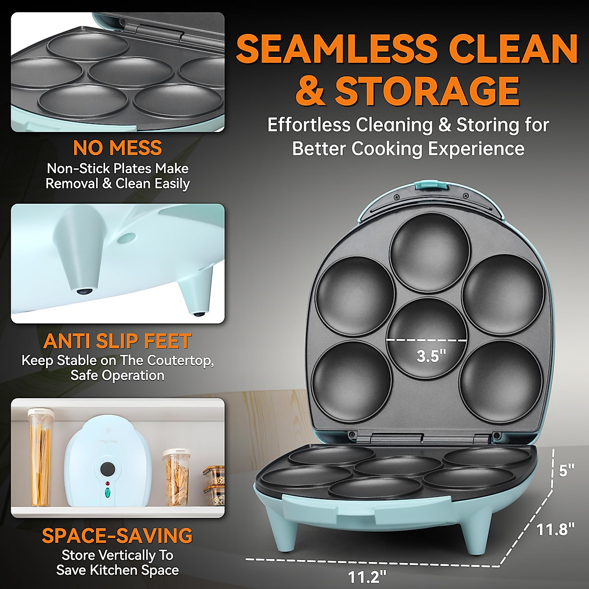 Baker's Friend Electric Arepas Maker with Browning Control, Mini Pancakes Maker, Pancake Maker Pan, Tostiarepa, Makes Corn Patties, Arepas, Mini Pancakes, Fried Eggs, Breakfast Sandwiches, Aqua