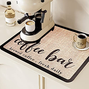 15.75 X19.69inch Coffee Maker Mat,Coffee Bar Decor Accessories For Countertop,Hide Stain Water Absorbent Non Slip Quick Dish Drying Mat Fit Under Coffee Pot Espresso Machine(brown)