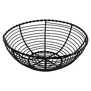G.E.T. Enterprises WB-701 8" Round Black Wire Basket, 3" Deep, Iron Powder Coated