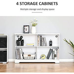 Royal Woods Industrial Storage Cube Wood Bookcase, 2 Tier 4 Cube Open Shelf Storage Cabinet, Multipurpose Bookshelf, Display Shelf for Office, Living Room, Bedroom, Reading Room, White