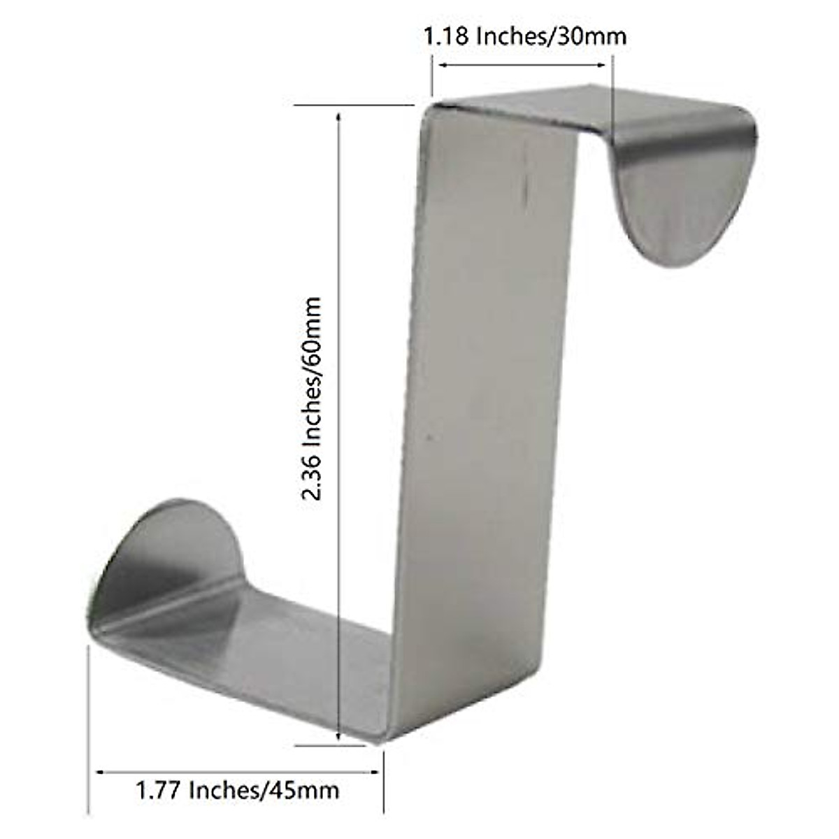 Home-organizer Tech Stainless Steel Reversible Over The Door Hook Removable Cubicle Coat Hook, Brushed Finish 6 Pack