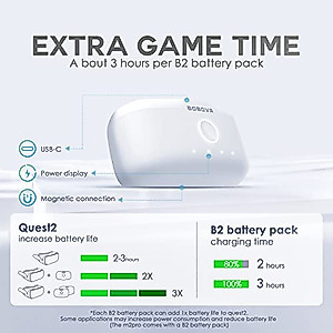 BOBOVR M2 Pro Battery Pack Head Strap Compatible with Quest 2,Magnetic Connection and Lightweight Design, 5200mah Replaceable Hot Swap Power Bank VR Accessories