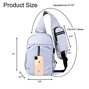 Peicees Men Crossbody Bag Sling Hiking Backpack for Men Women Water-Resistant Chest Shoulder Pack with USB Charging Port