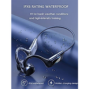 Gorbiller Bone Conduction Headphones,Open Ear Bluetooth Wireless Headphones with Microphone,Noise Canceling Sweatproof Ultralight Workout Headphones for Running,Working,Cycling,Driving,Gym (Black)