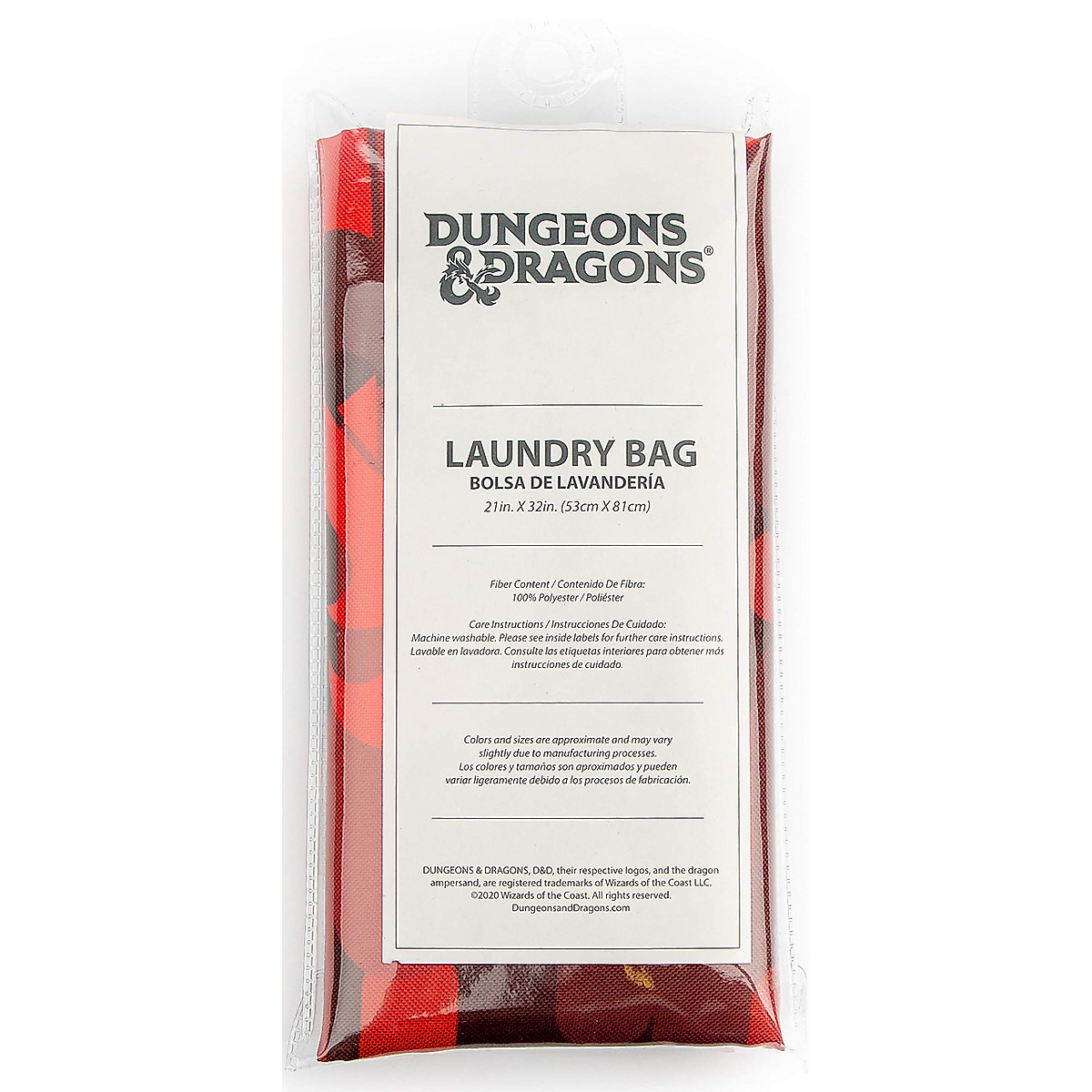 Dungeons & Dragons Ampersand Red Drawstring Laundry Bag - Oversize Durable Storage/Travel Bag for Home or College - Measures 21 x 32 inches (Official Dungeons & Dragons Product)