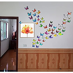 Heansun 80 PCS 3D Butterfly Wall Decor, 4 Styles Butterfly Wall Decals Removable Mural Stickers Butterfly Decorations for Home Room Bedroom Nursery Decor