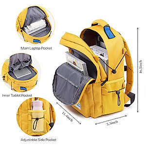 Laptop Backpack Women Men, College Bookbag Water Resistant Travel Backpacks Stylish School Student Bag Gift Casual Hiking Daypack with Anti Theft Pocket Fits 14-15 Inch Computer, Yellow