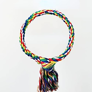 Barn Eleven Bird Swing Perch Cotton Rope Ring Toy Colorful Bird Cage Perches Bite Resistance Perches Toy Suits for African Grey Cockatoos Amazon Parrots Mini Macaws Large Medium Parrot Birds