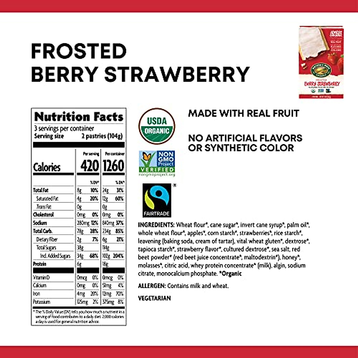 Nature's Path Organic Strawberry Frosted Toaster Pastries 11oz Box