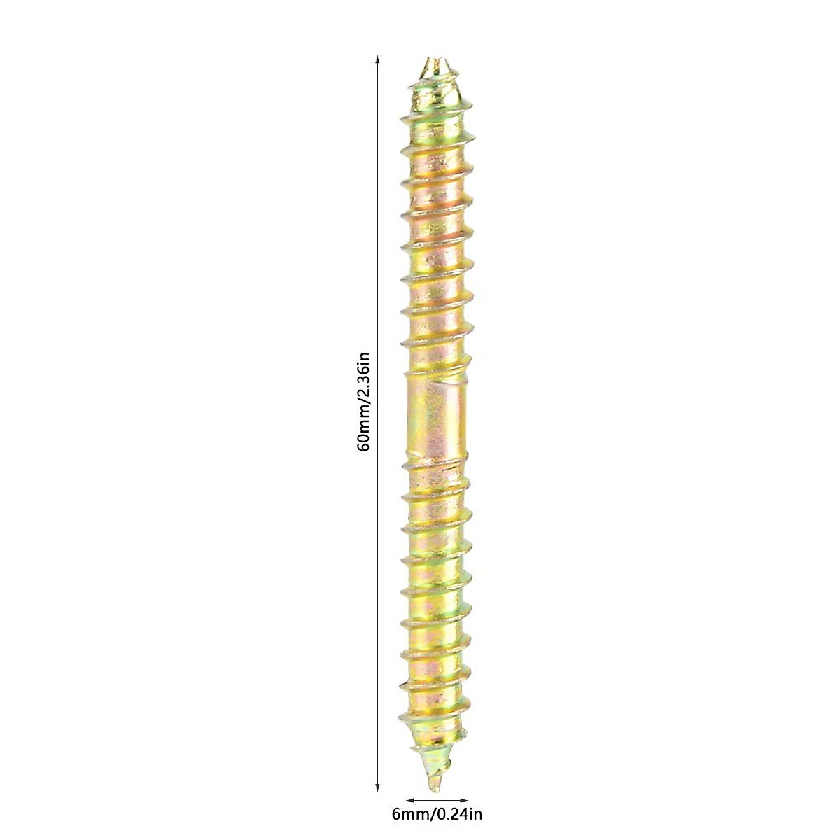 10pcs 6 * 60mm Double Ended Self-tapping Screw, Double Ended Dowel Screw, Double Sideded Screws, Double End Furniture Screw for Making Joints Between Two Pieces of Wood
